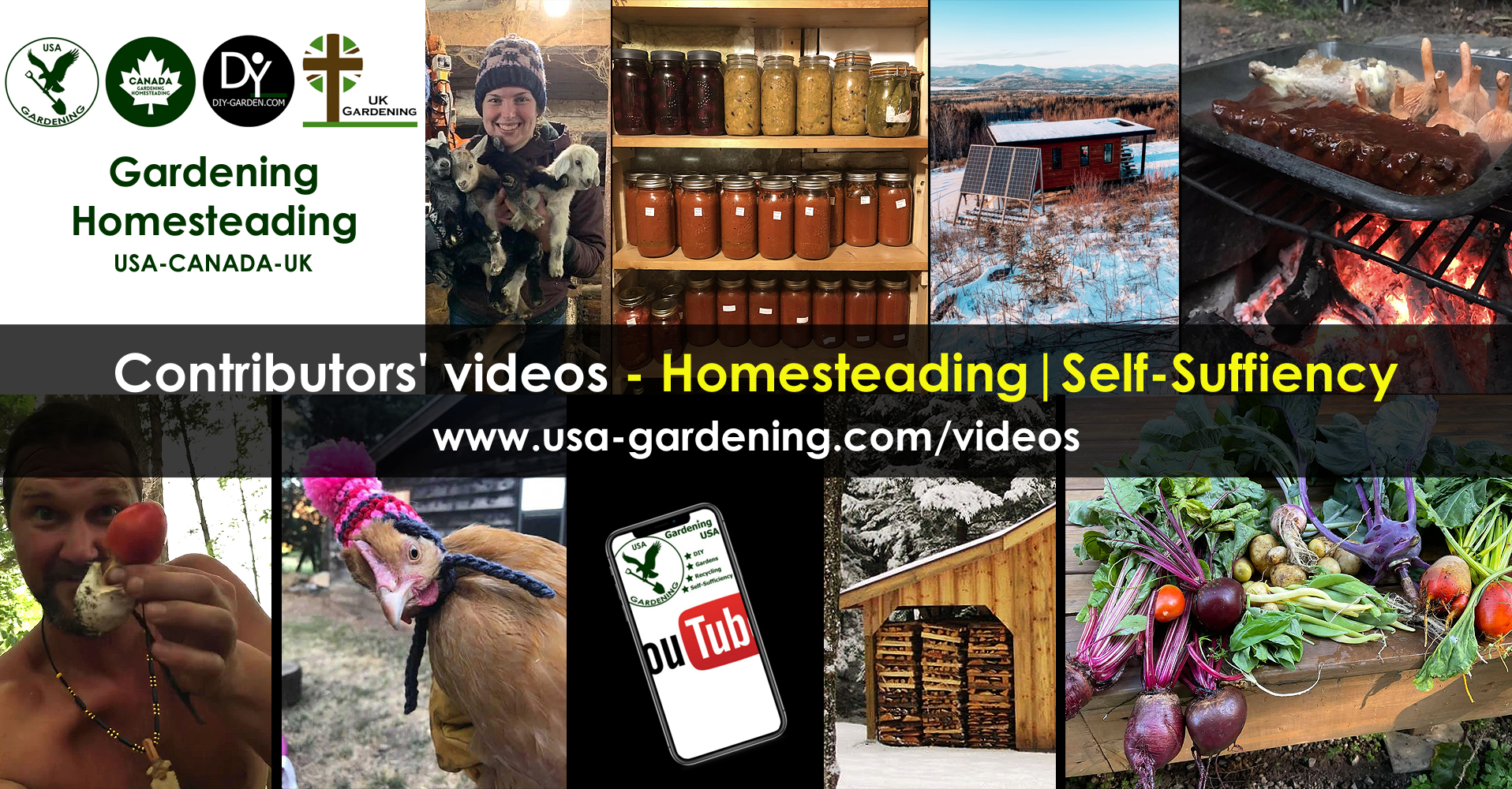 Homesteading and Self-sufficiency - Videos of Gardening Homesteading USA Canada UK